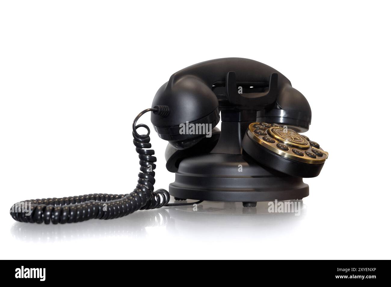 Classic series Paramount collection antique style push-button telephone. Isolated retro object ...