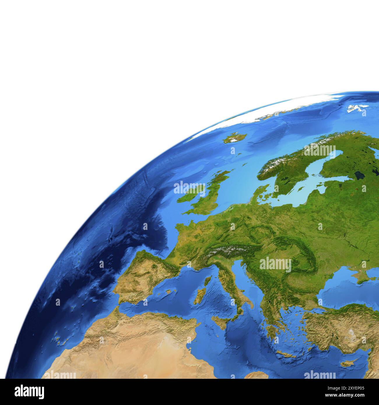 View of the Earth globe from space showing European continent. Isolated ...