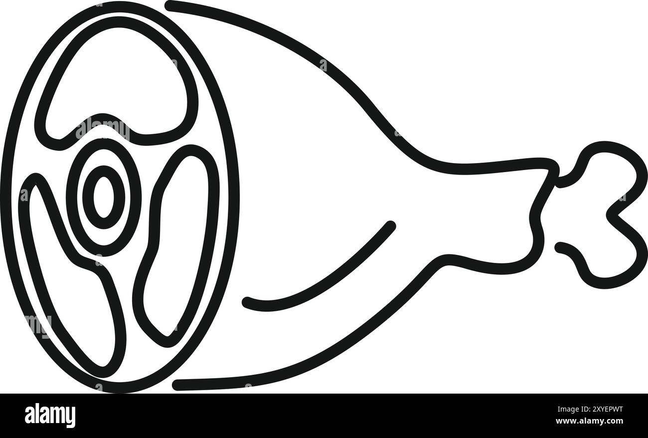Simple line drawing of a pork ham leg displaying the cross section of ...