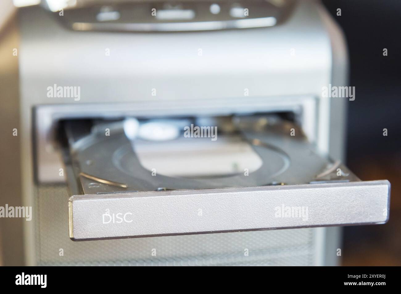 PC case with built-in DVD drive with an open blank disc tray Stock ...