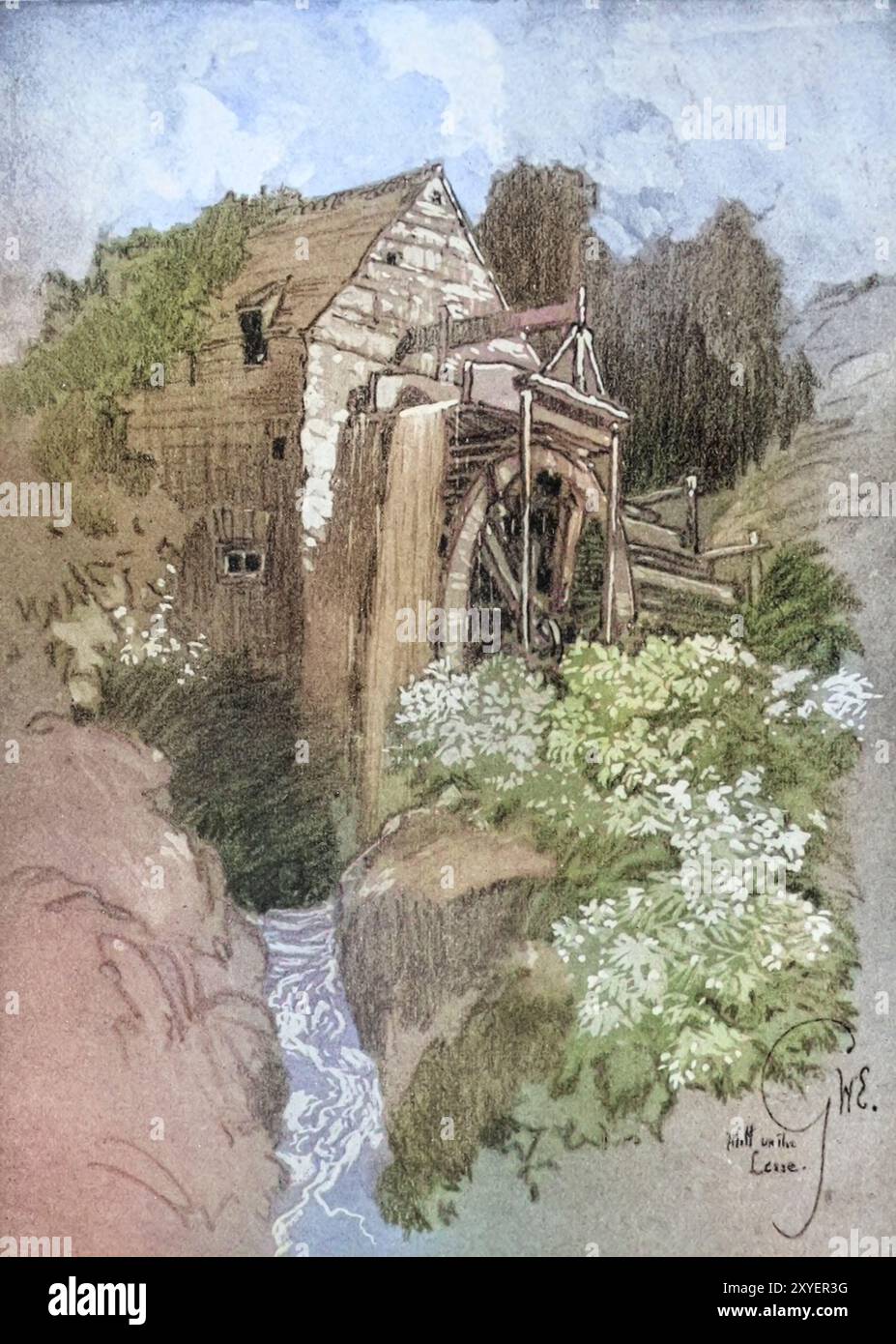 Water Mill on the Lesse The forest of Arden colorized, painted by ...