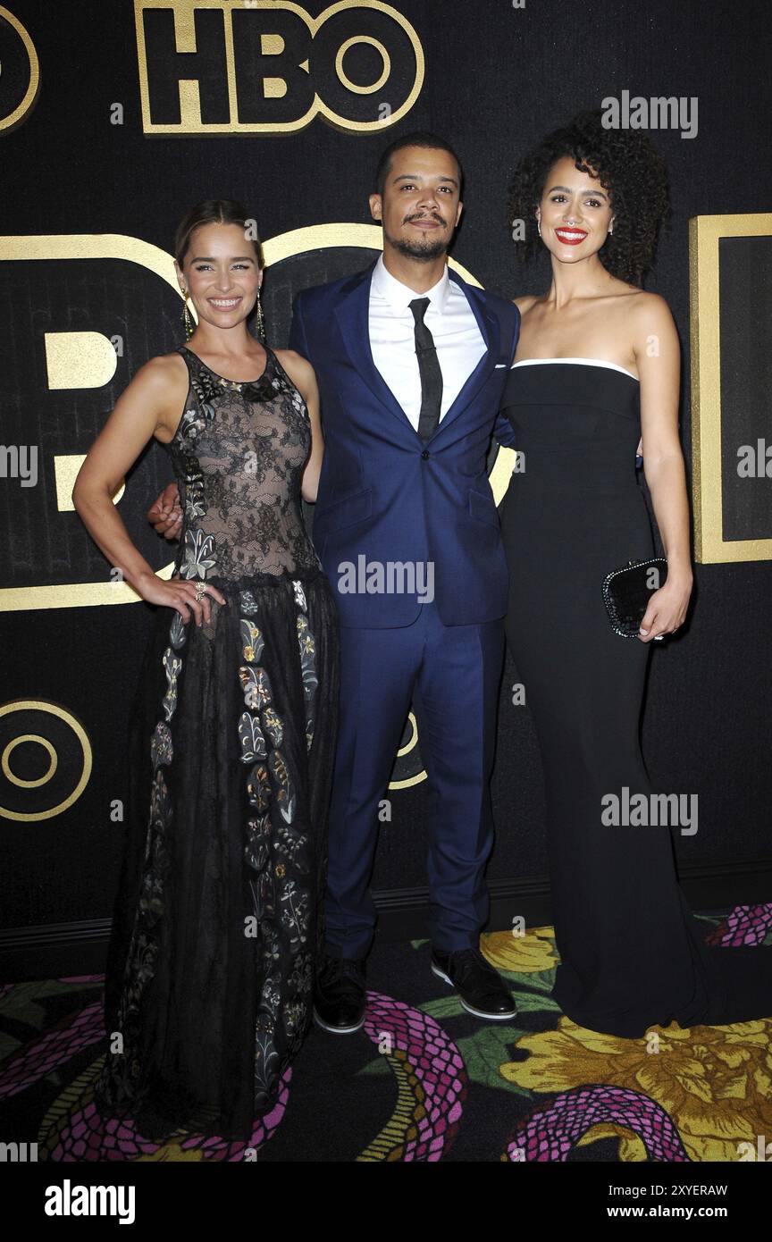 Emilia Clarke, Jacob Anderson and Nathalie Emmanuel at the HBO's ...