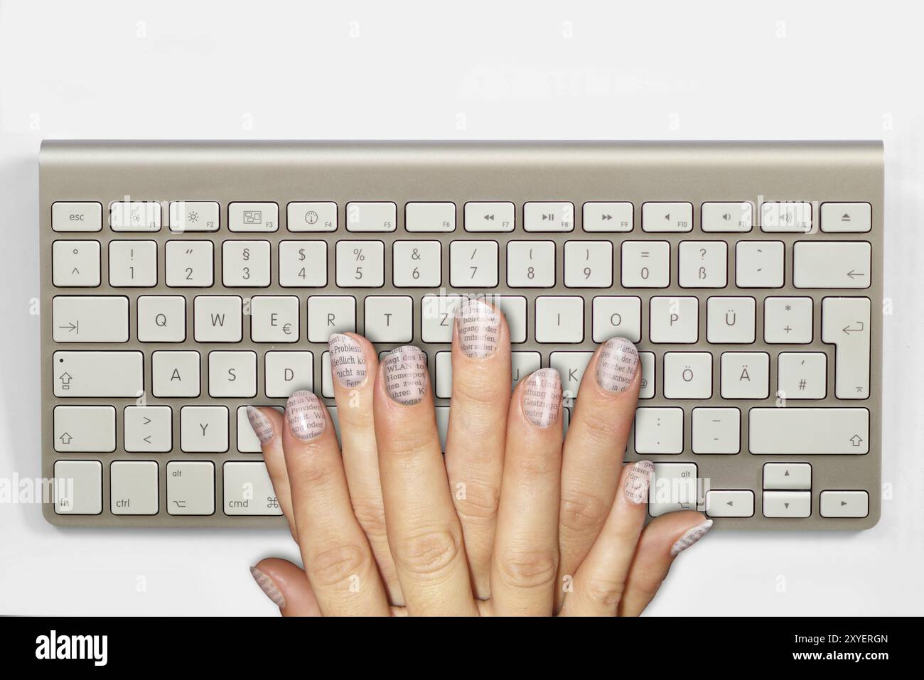 Typist with painted typo fingernails Stock Photo - Alamy