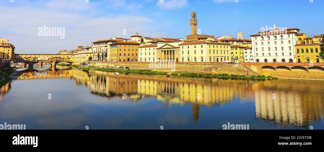 Florence, Italy banner city view with Palazzo Vecchio tower, houses and ...