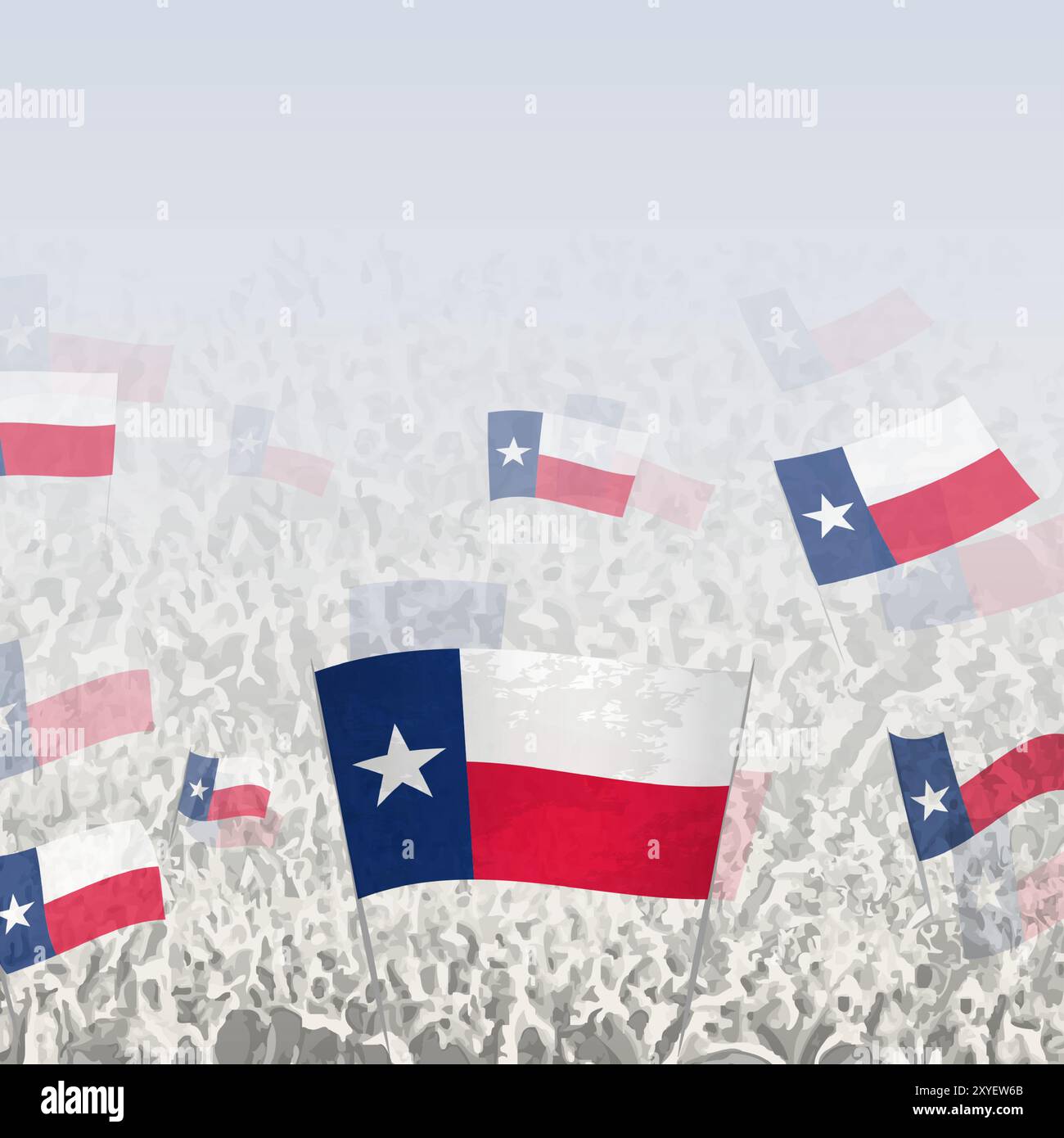 Crowd of people waving flag of Texas square graphic for social media ...