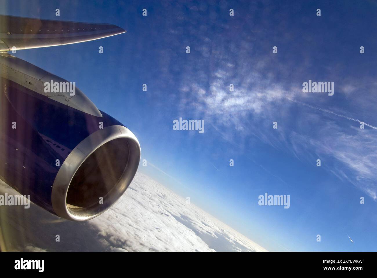 View of the engine and clouds from the window of an aeroplane Stock ...