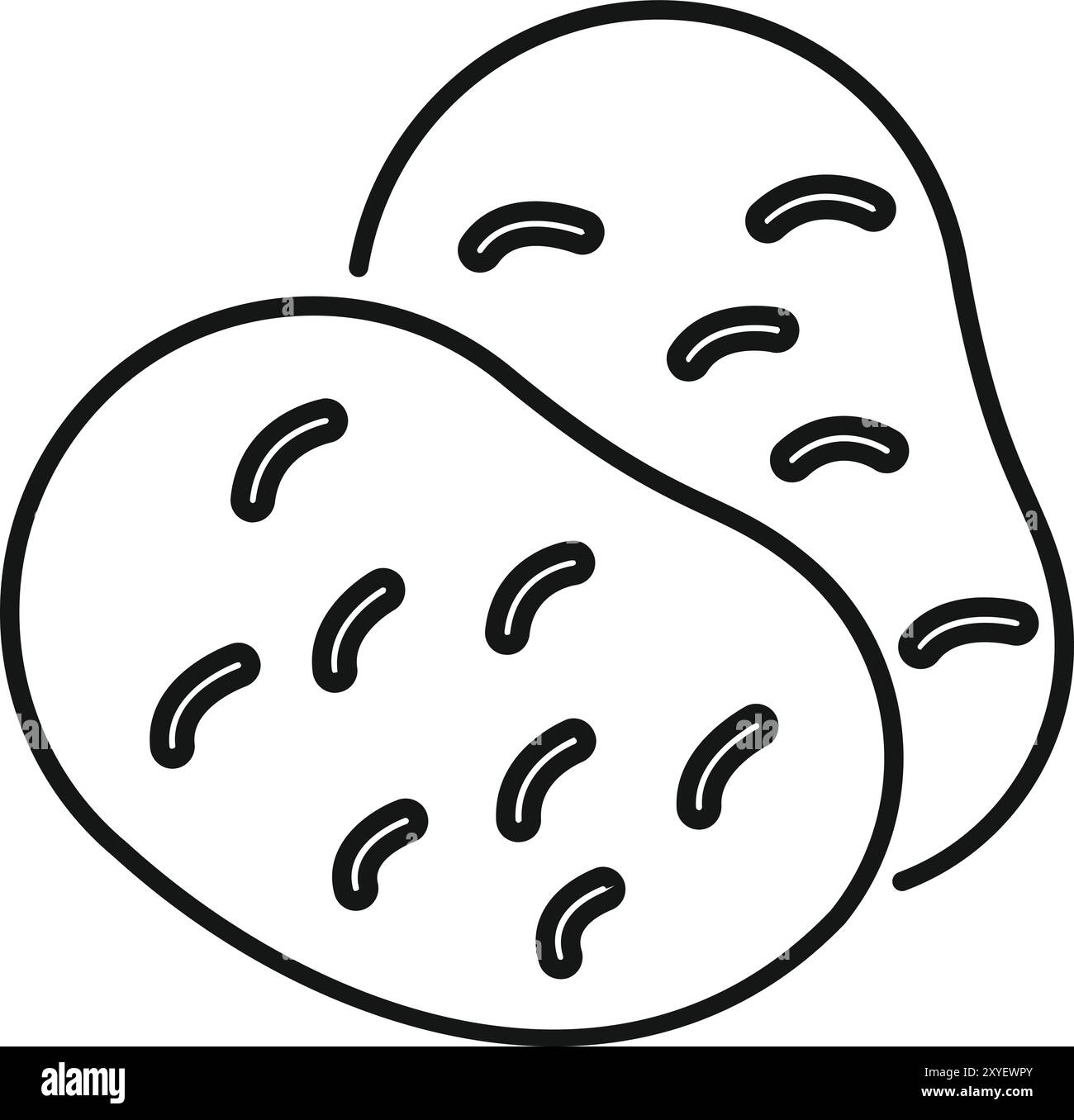 Two potatoes lying on top of each other, simple food icon in a line art ...