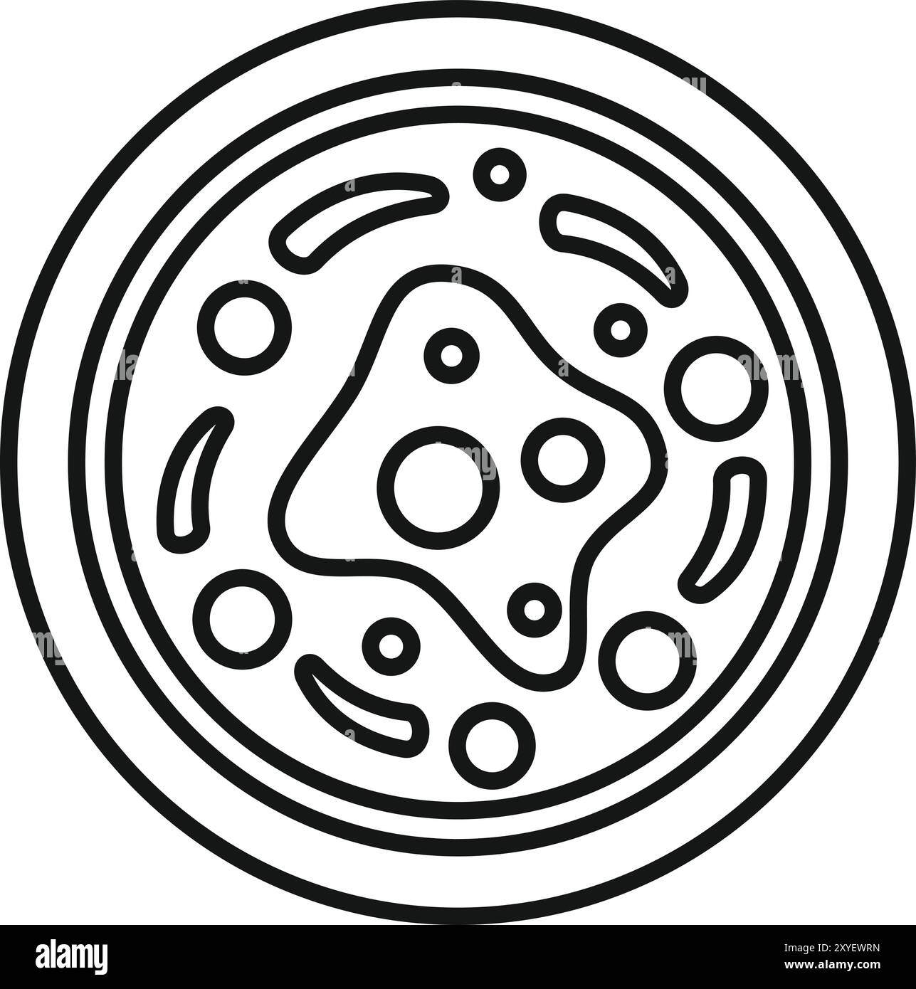 Line drawing of a petri dish containing a culture of bacteria growing ...