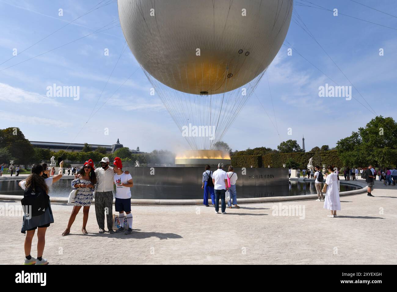 Paris Olympic Cauldron in Tuileries garden during Paris Olympic Games ...