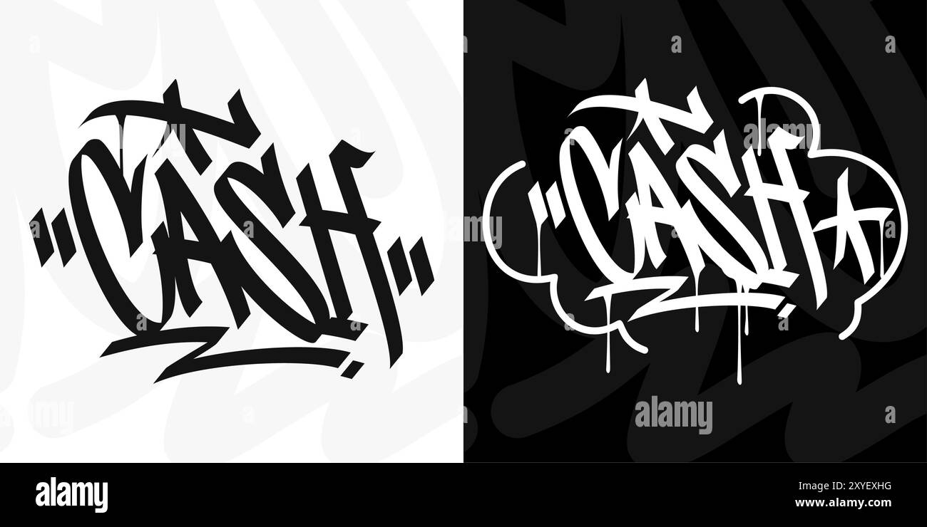 Modern Cool Trendy Word Cash Abstract Hip Hop Hand Written Graffiti ...