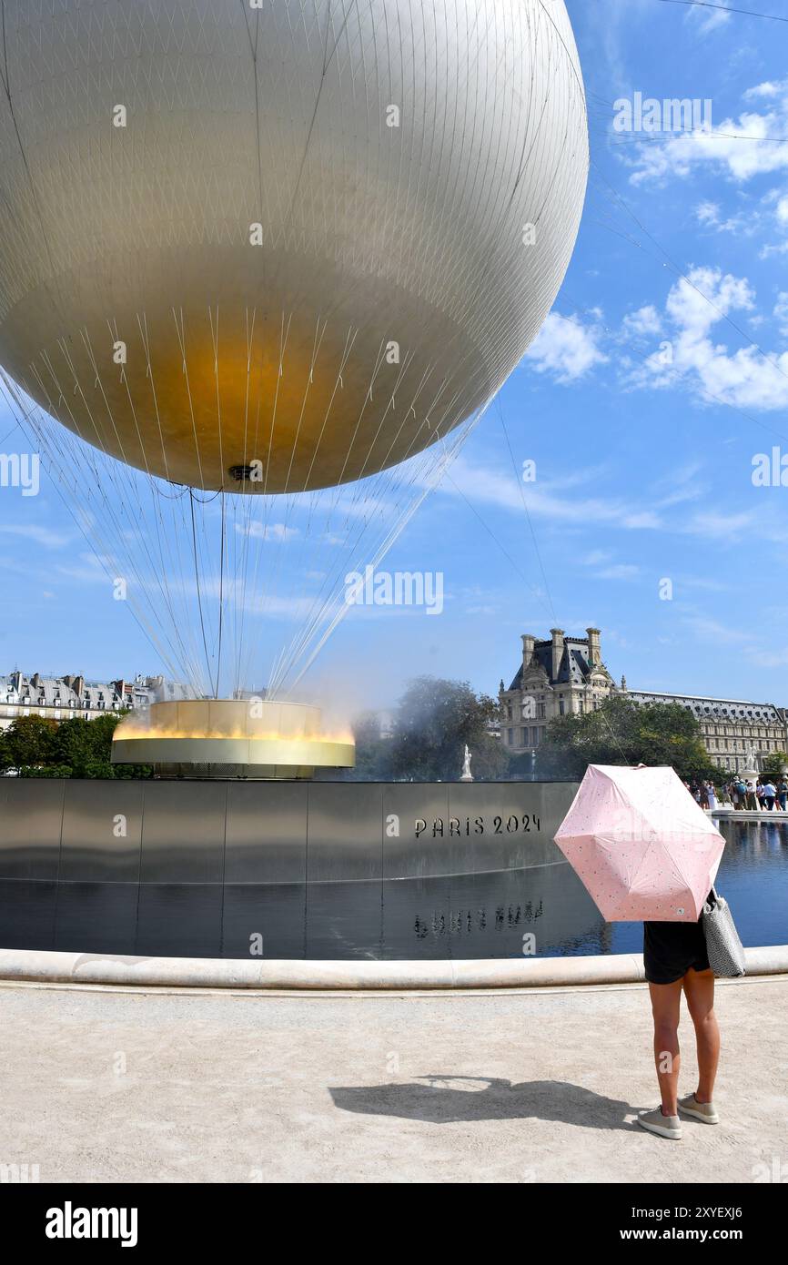Paris Olympic Cauldron in Tuileries garden during Paris Olympic Games ...