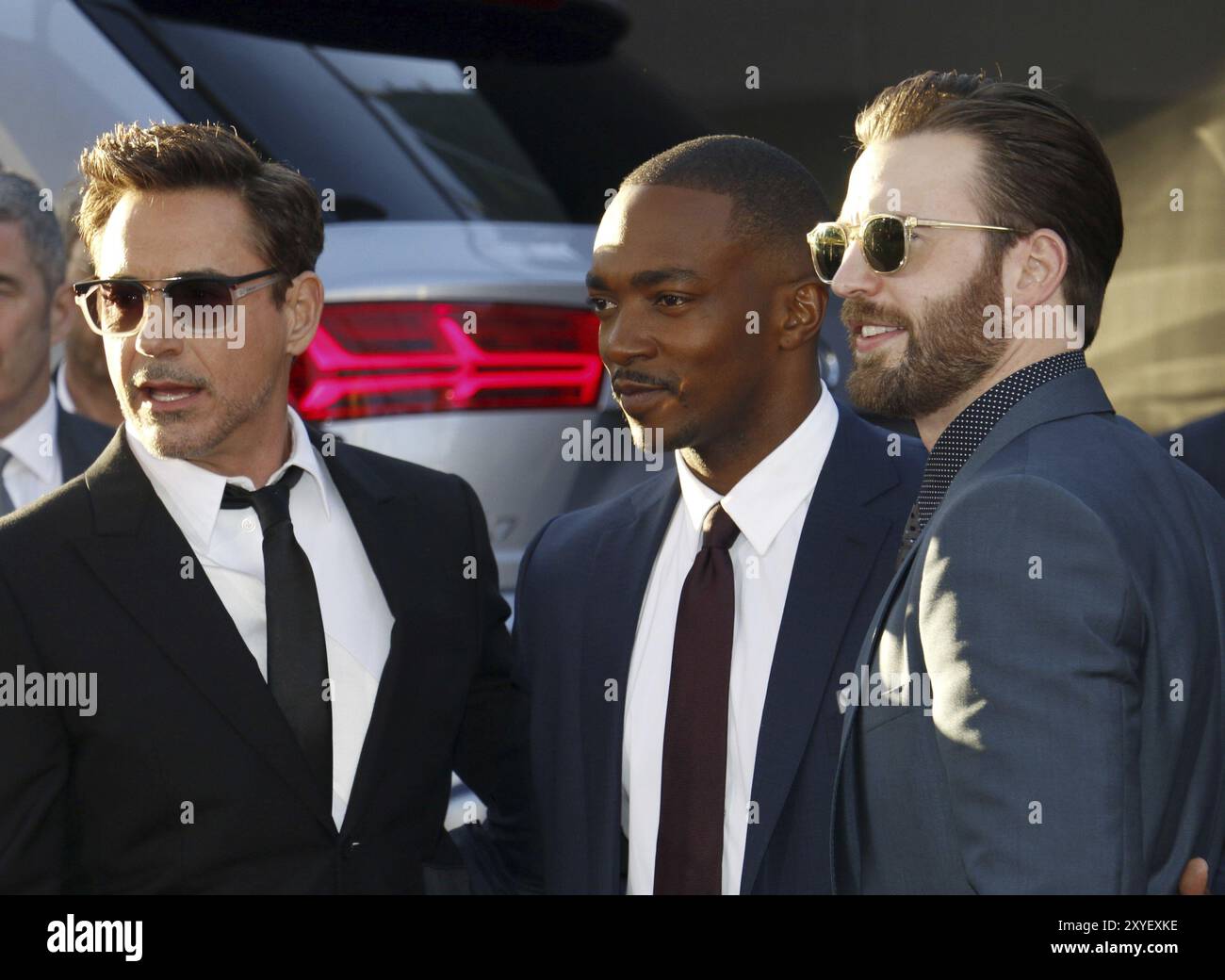 Robert Downey Jr., Anthony Mackie and Chris Evans at the World premiere ...