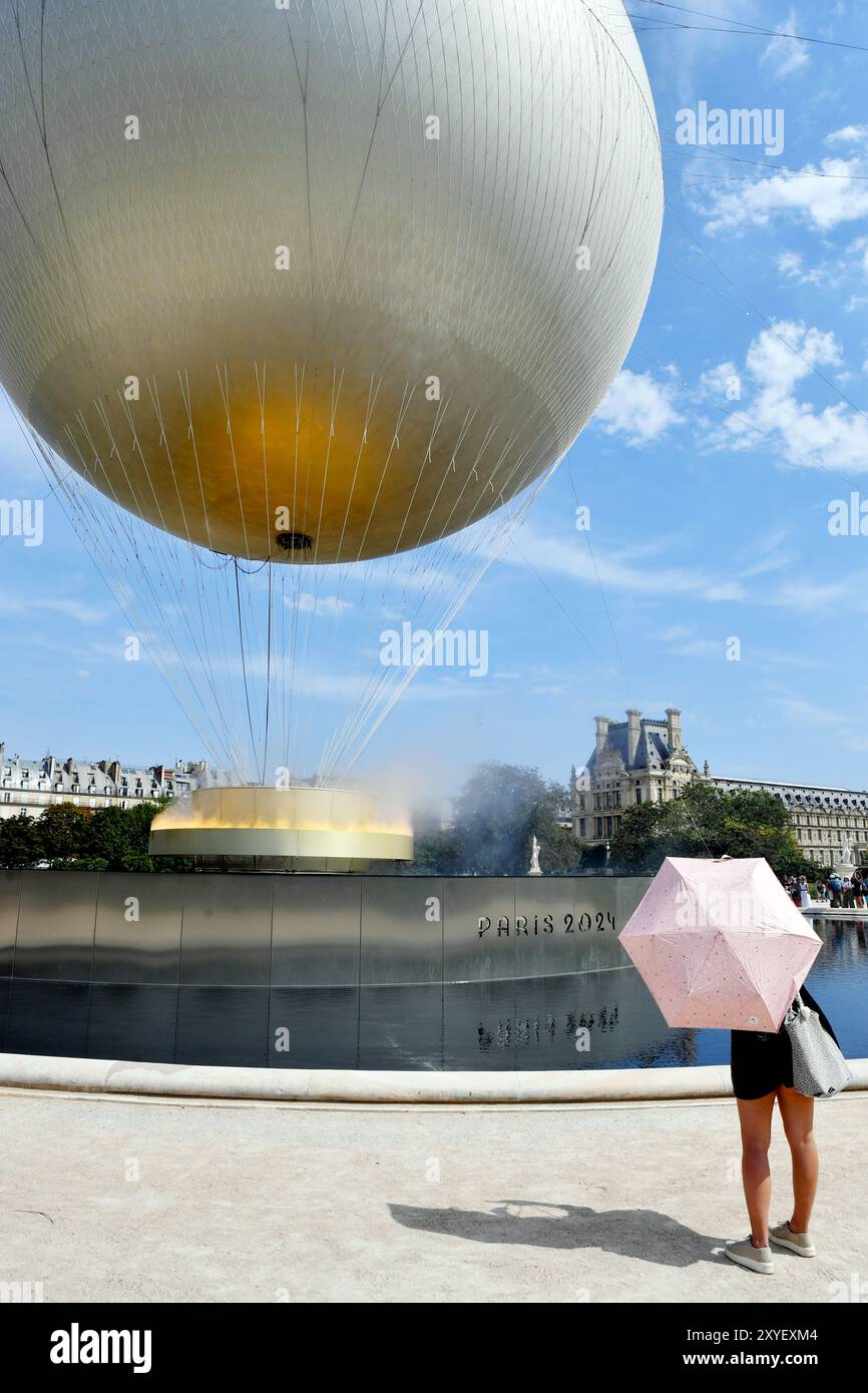 Paris Olympic Cauldron in Tuileries garden during Paris Olympic Games ...