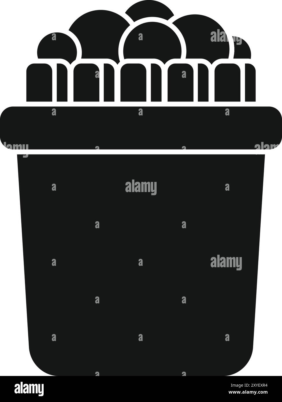 Black silhouette of a bucket overflowing with cotton balls, ready for ...