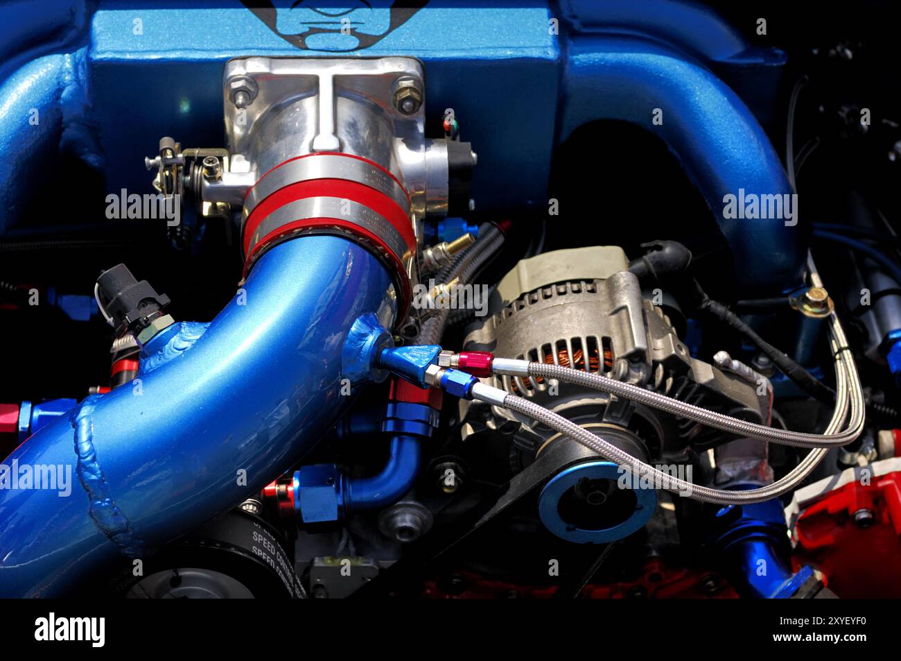 Racing car powerful custom performance engine close-up Stock Photo - Alamy