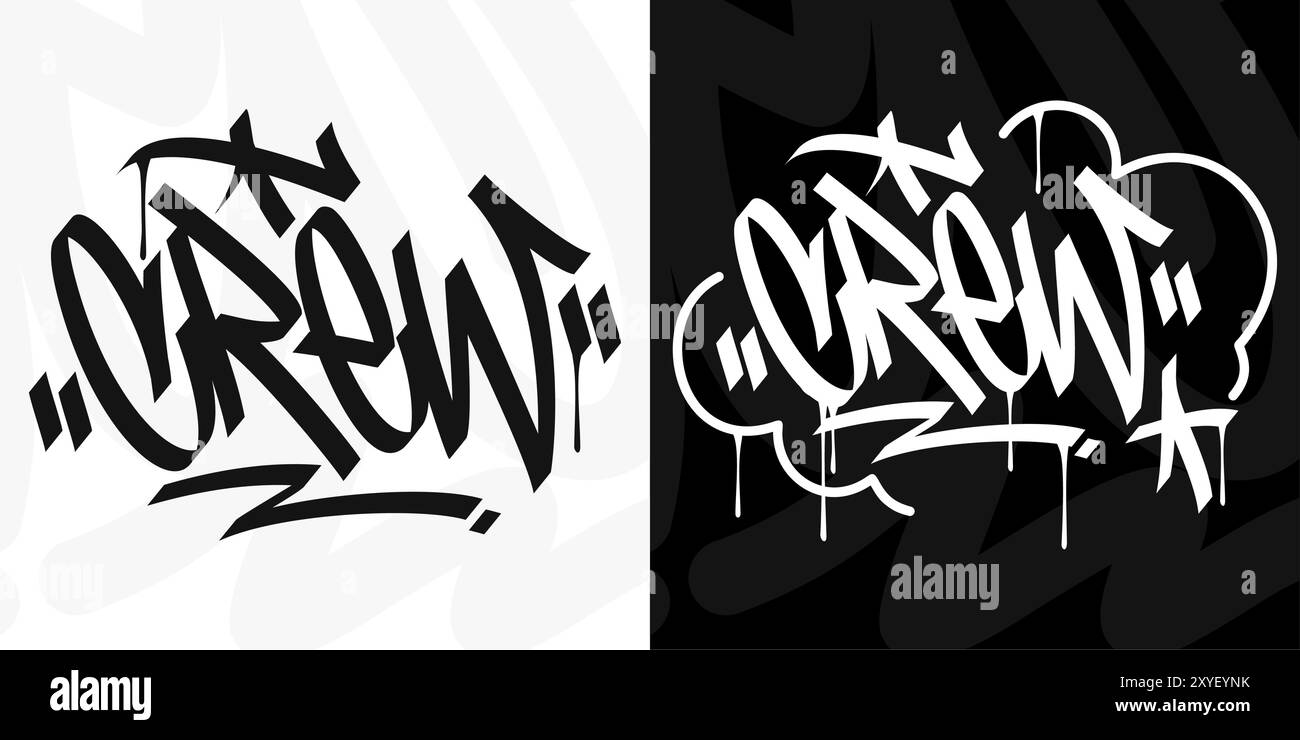 Modern Cool Trendy Word Crew Abstract Hip Hop Hand Written Graffiti ...