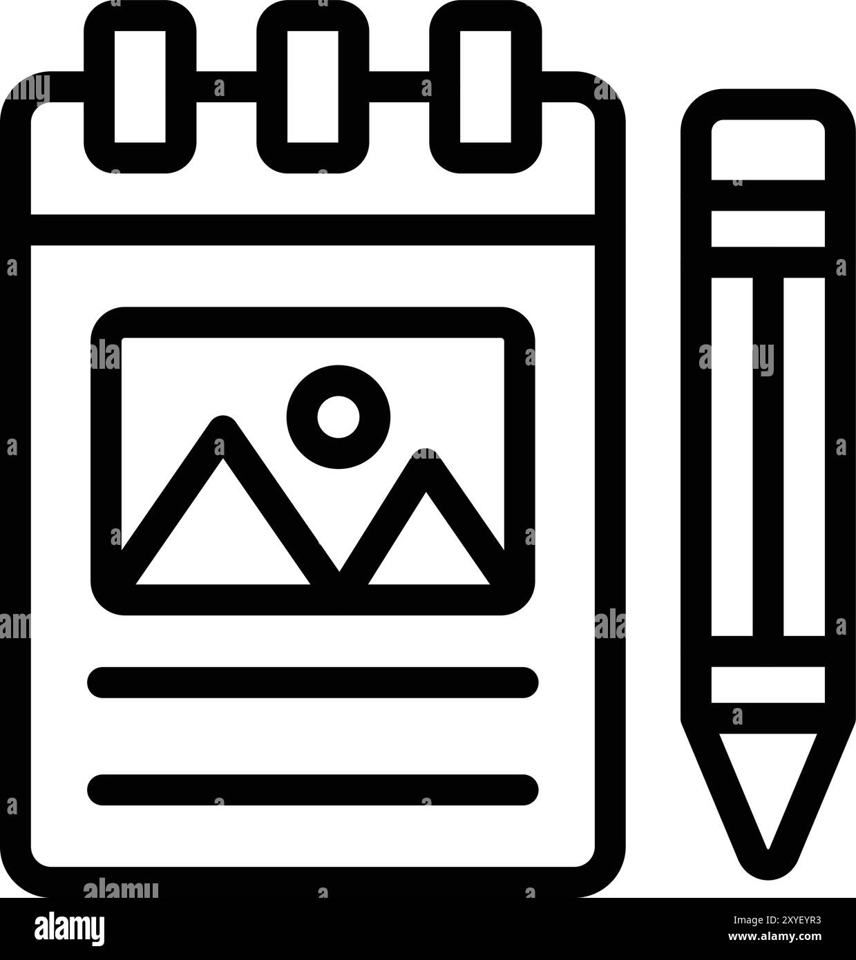 Icon notebook sketchbook Black and White Stock Photos & Images - Alamy