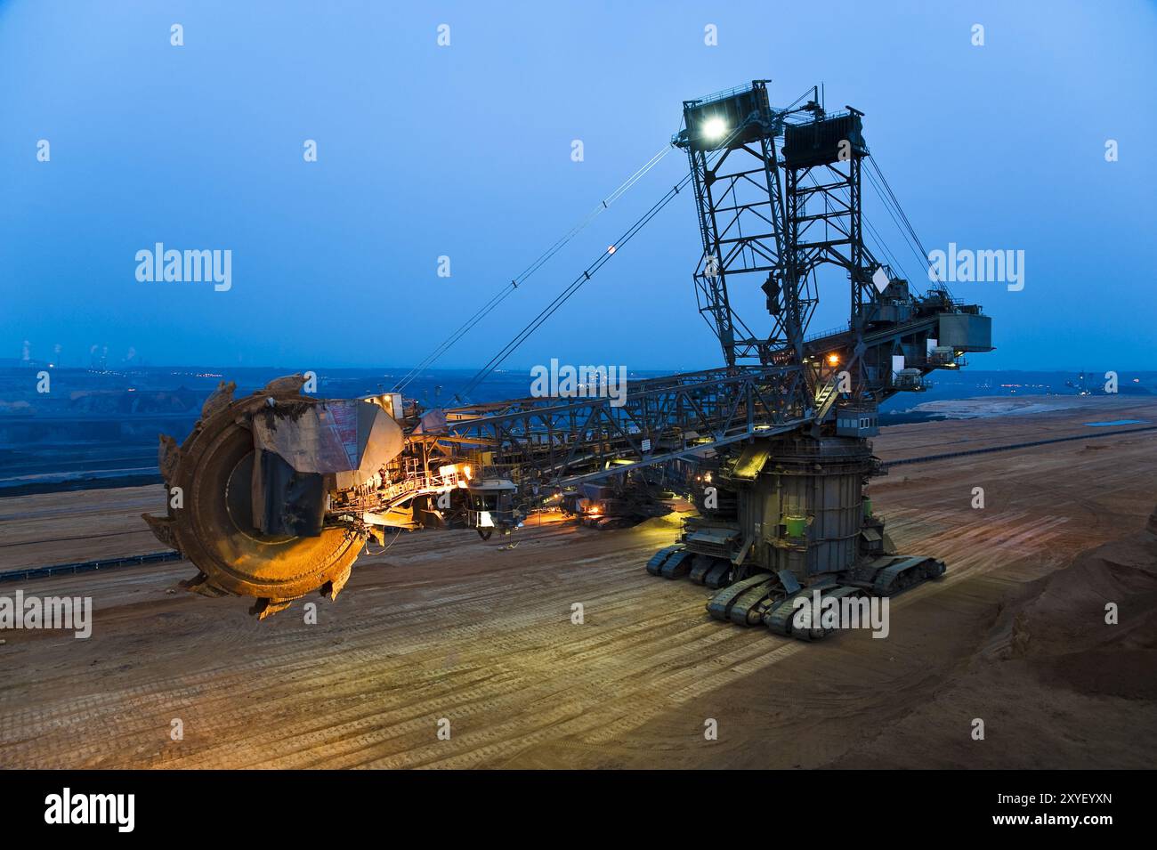 Bucket-wheel excavator wheel excavator changing location in an open ...