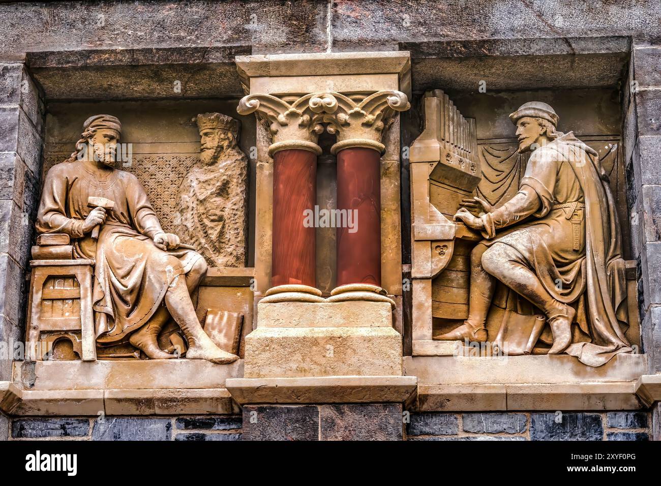 Organist Sculptor Statues Facade Guildhall Building Plymouth Devon ...