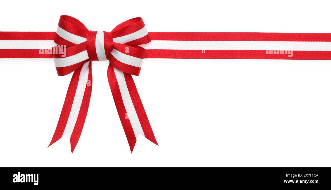 Ribbon with bow in colors of Austrian flag isolated on white Stock ...