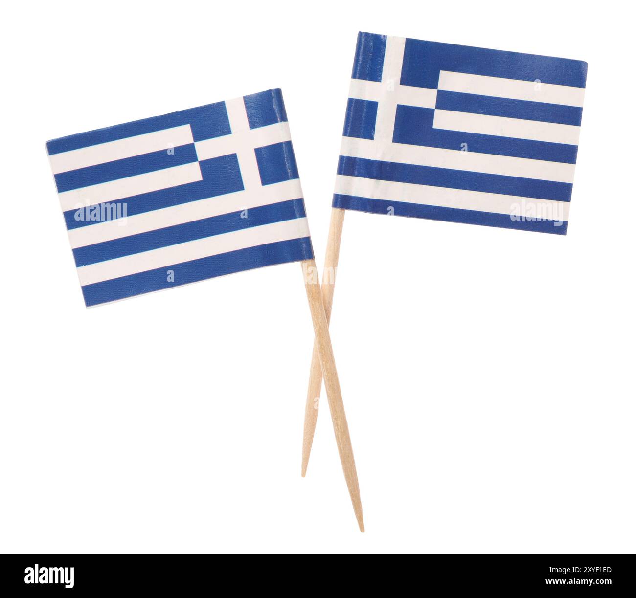 Small paper flags of Greece isolated on white Stock Photo - Alamy