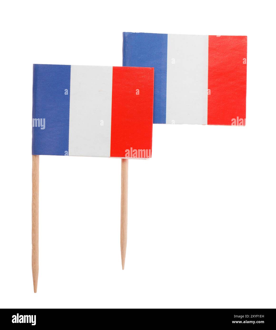 Small paper flags of France isolated on white Stock Photo - Alamy