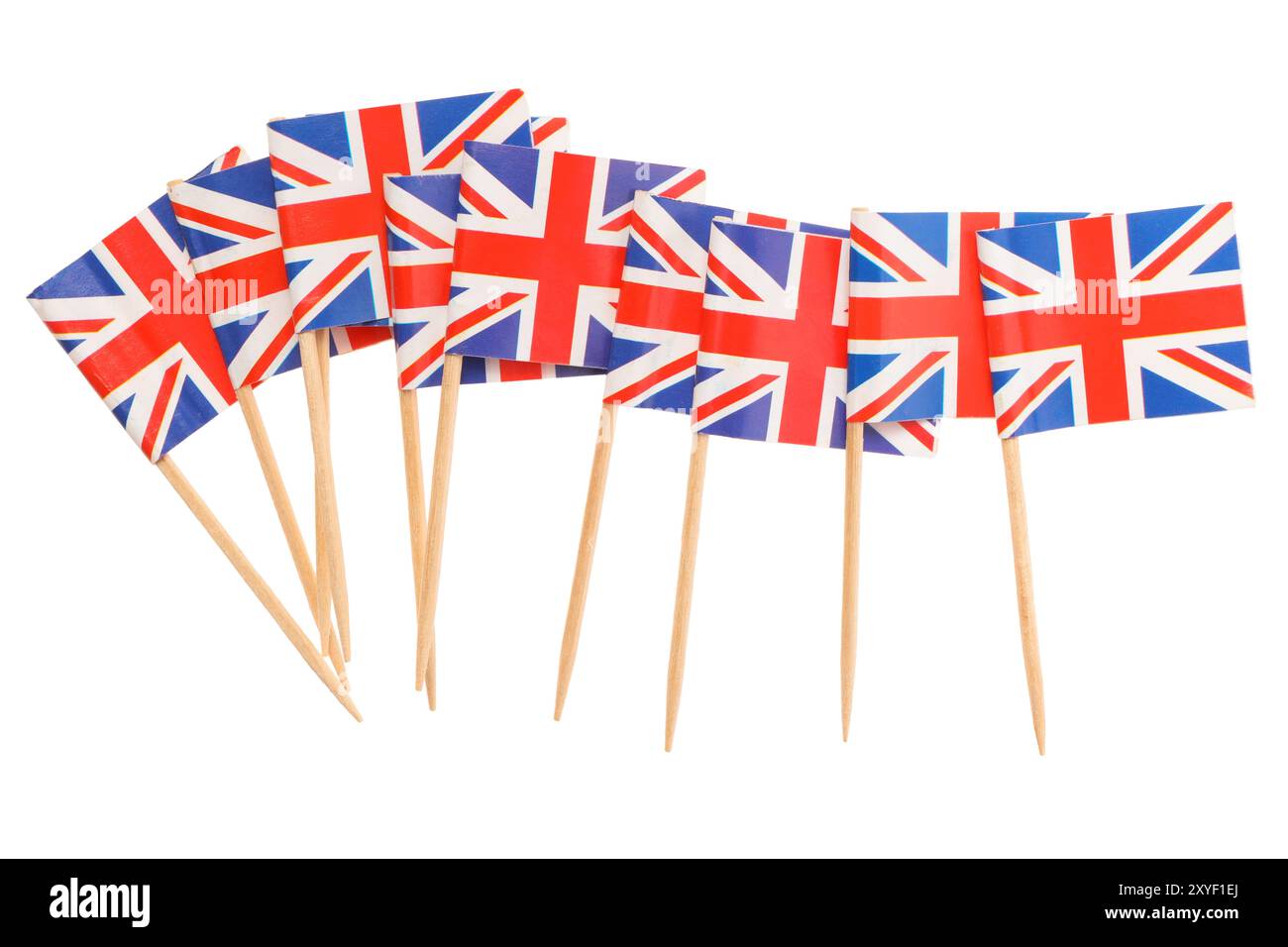 Small paper flags of United Kingdom isolated on white Stock Photo - Alamy
