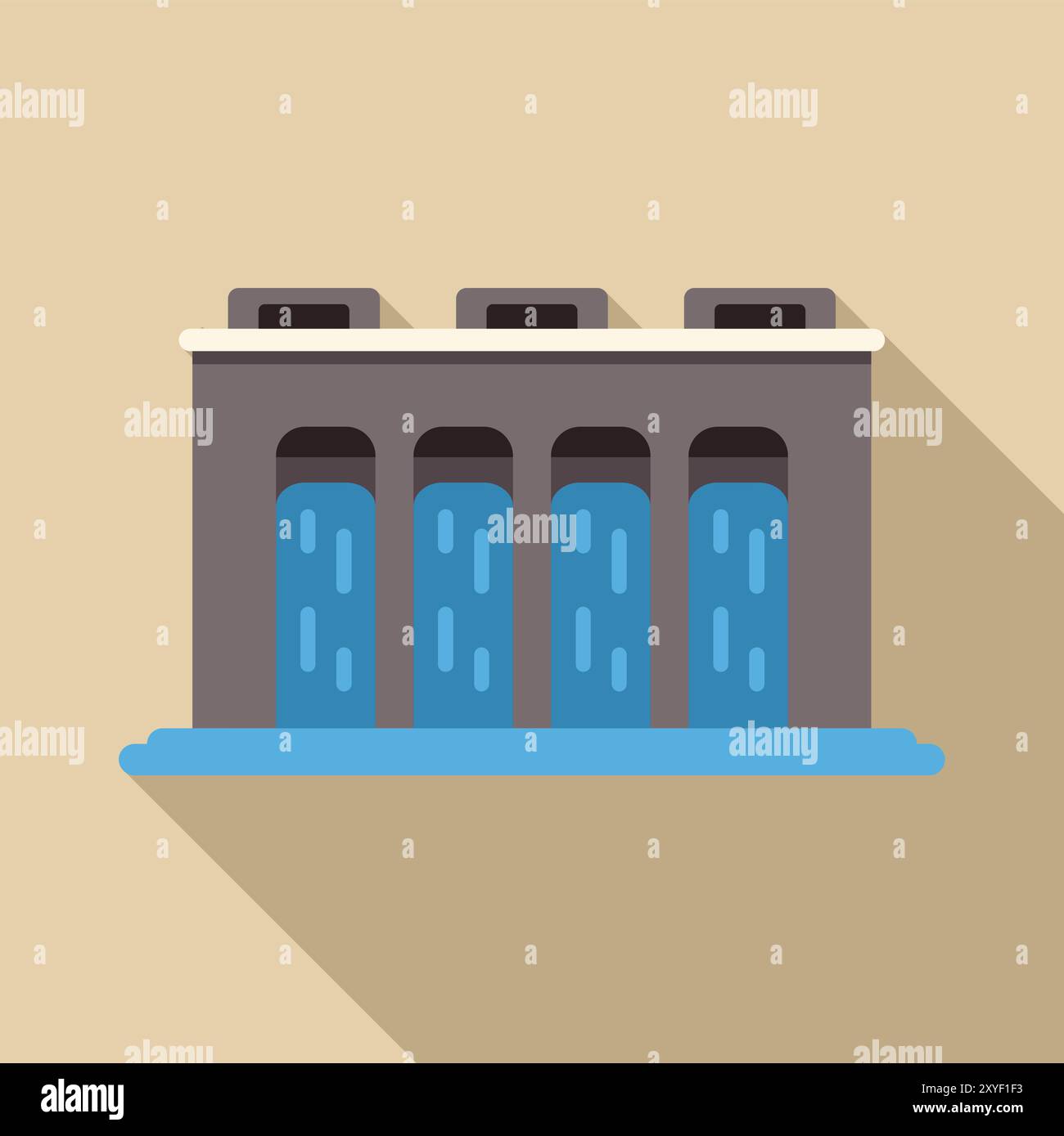 Water flowing through a hydroelectric power plant, generating clean ...