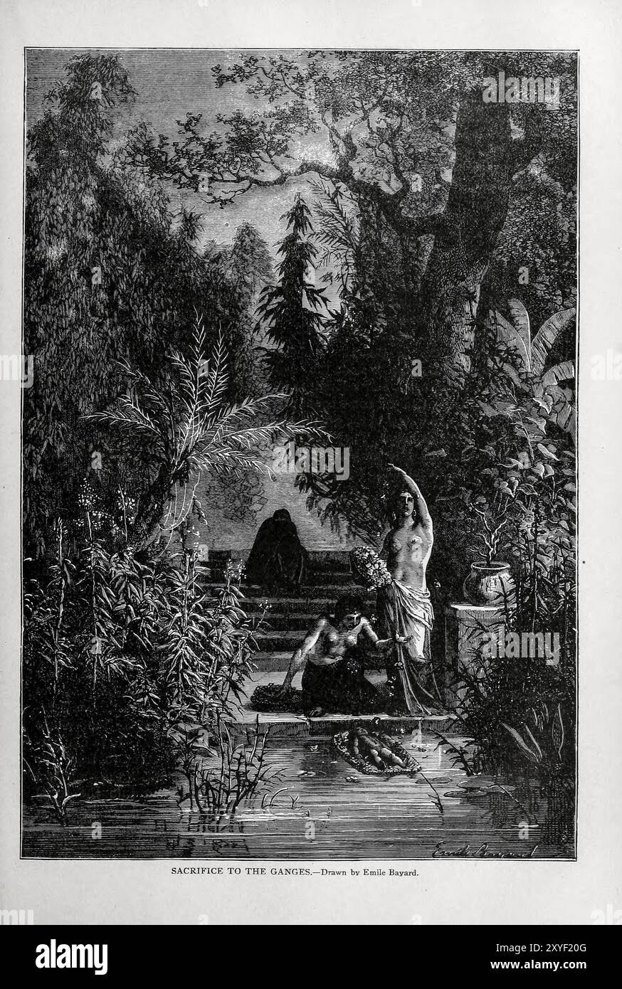 SACRIFICE TO THE GANGES.-Drawn by Emile Bayard from volume II of ...