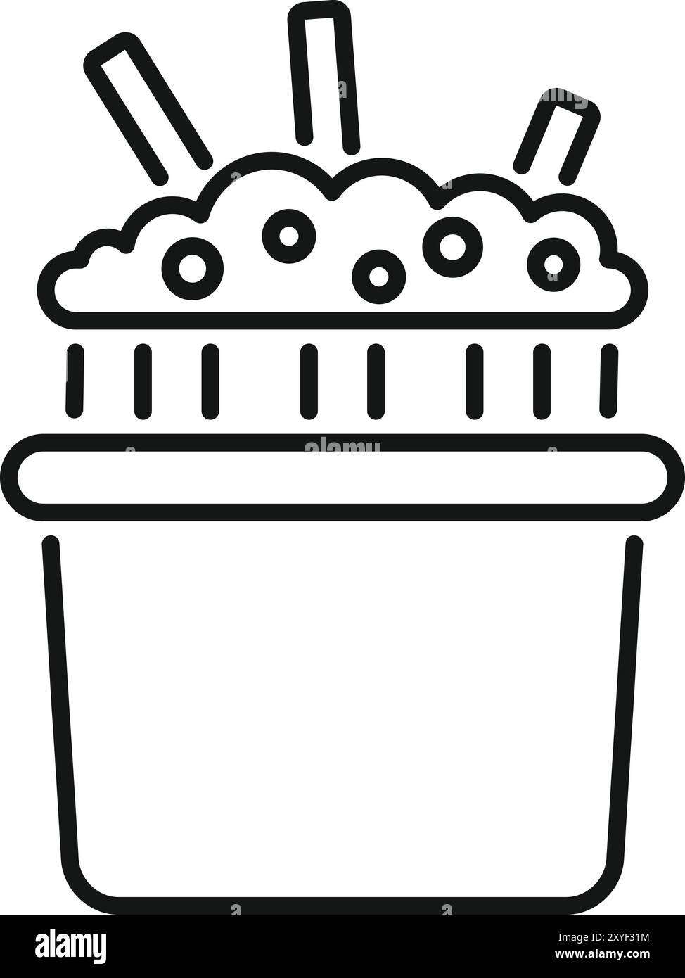 Simple line icon illustration featuring popcorn overflowing a bucket ...