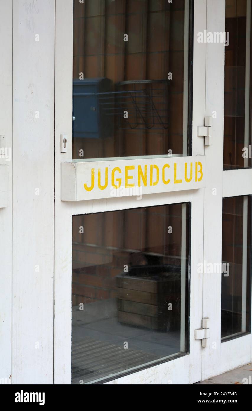 Entrance door of a youth club in Berlin Stock Photo - Alamy