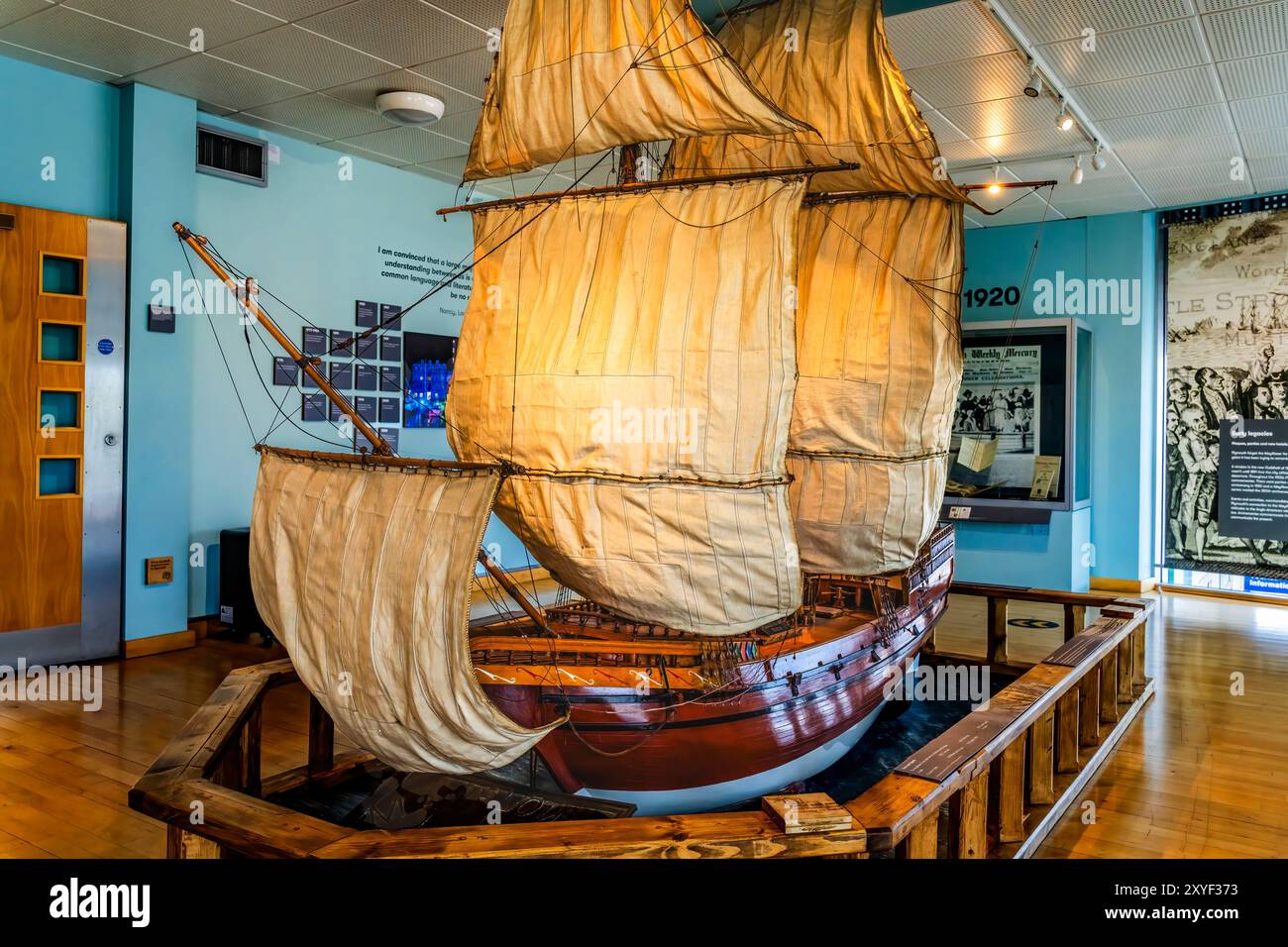 Wooden Mayflower Model Museum Plymouth Harbor Devon England. Museum ...