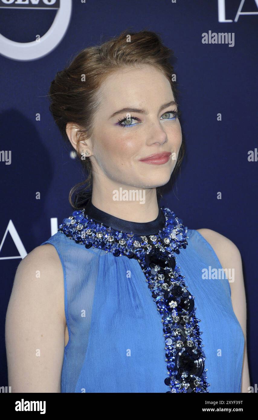 Emma Stone at the Los Angeles premiere of 'La La Land' held at the Mann ...