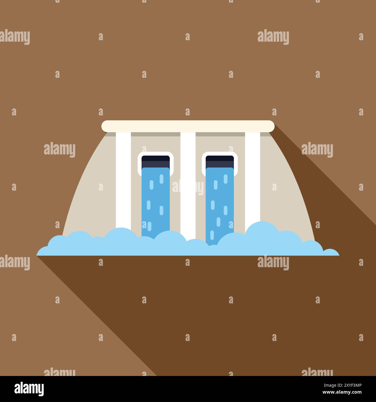 Illustration featuring a hydroelectric power plant generating clean ...