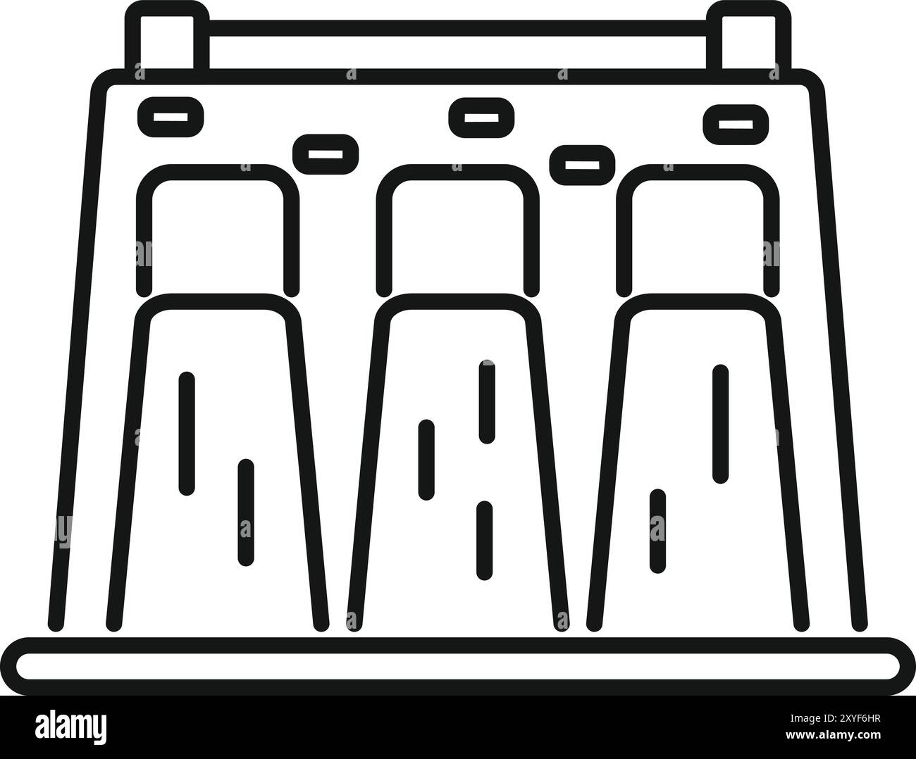 This simple icon represents a hydroelectric power plant generating ...