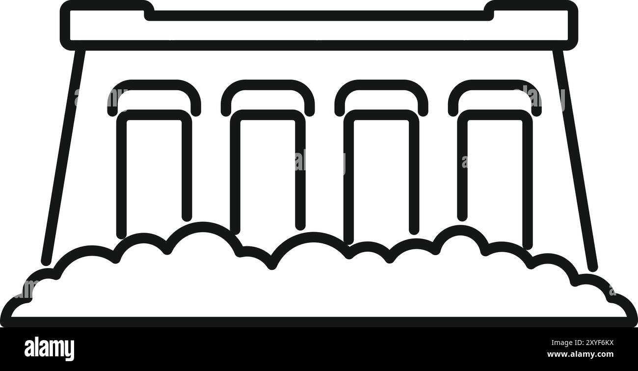 Simple vector icon of a hydroelectric power plant generating ...