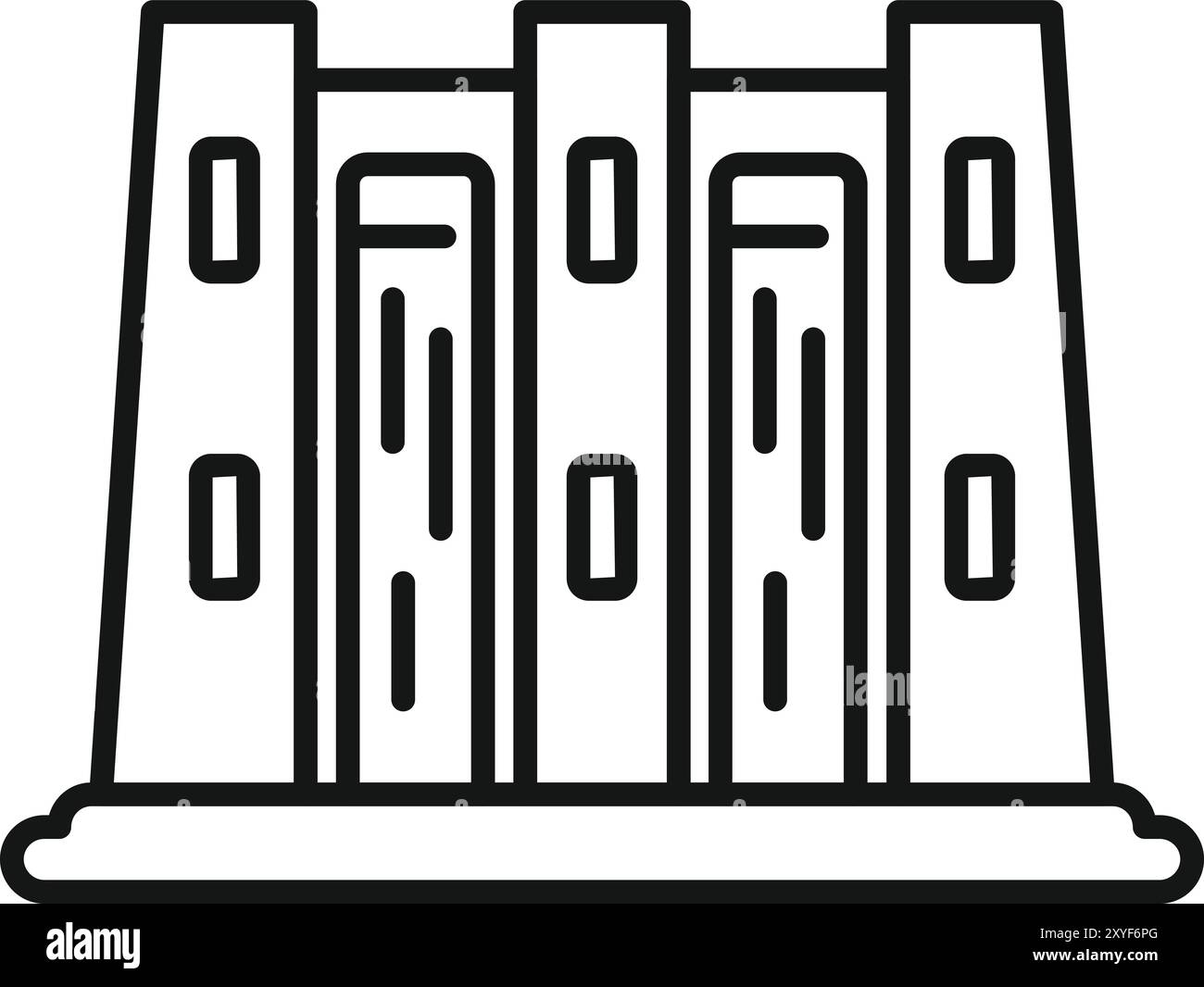 Simple line icon of a hydroelectric power plant generating electricity ...