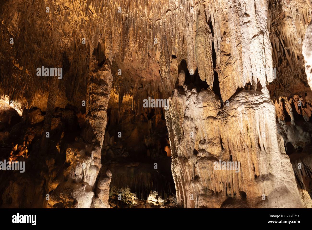 Cave interior with stalactites and stalagmites. Natural photo taken ...