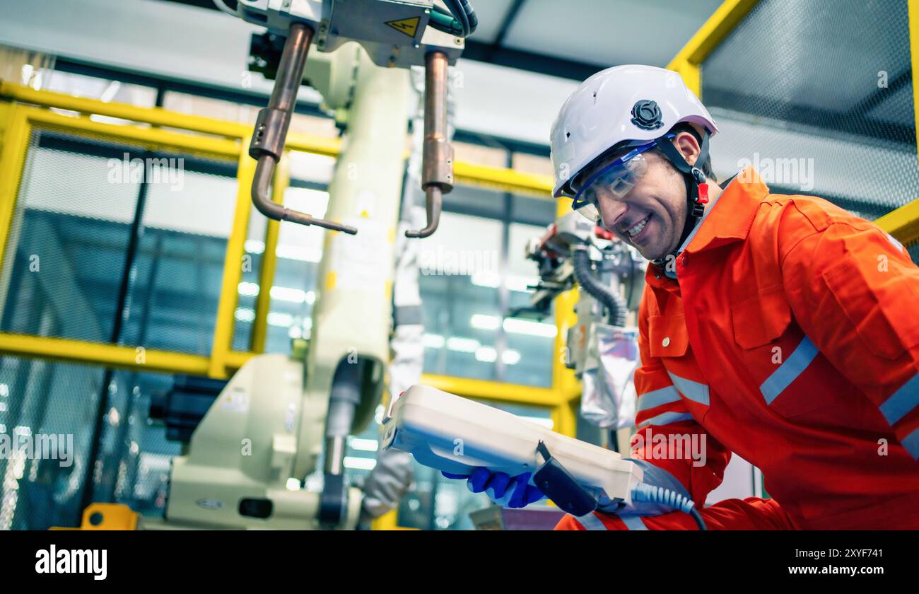 Mechanical engineering team working in robotic technology lap for ...