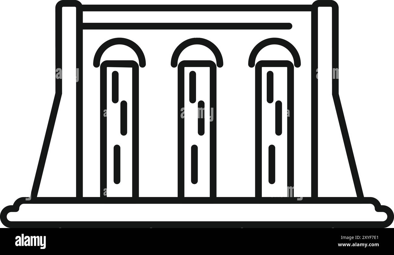 Simple icon of a hydroelectric power plant generating electricity using ...