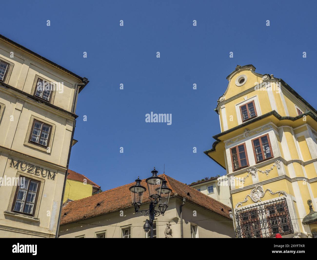 Historic old town with a museum and other old buildings under a clear ...