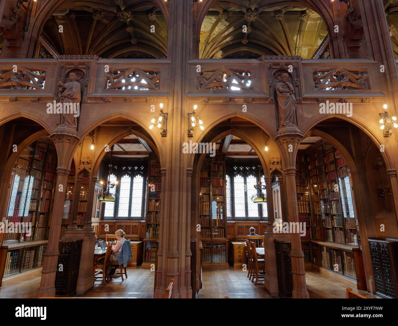 Interior of John Rylands Research Institute and Library in Manchester ...