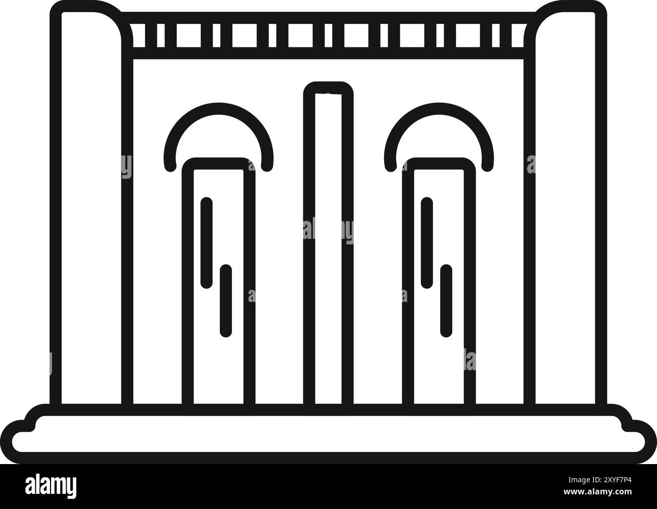 Simple outline icon of a hydroelectric power station generating ...