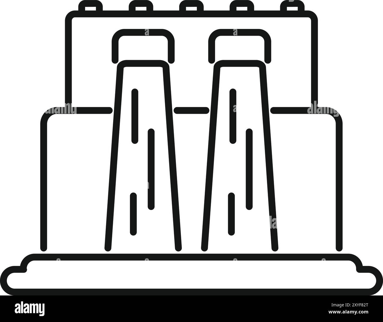 Simple outline icon representing a hydroelectric power plant generating green energy Stock ...