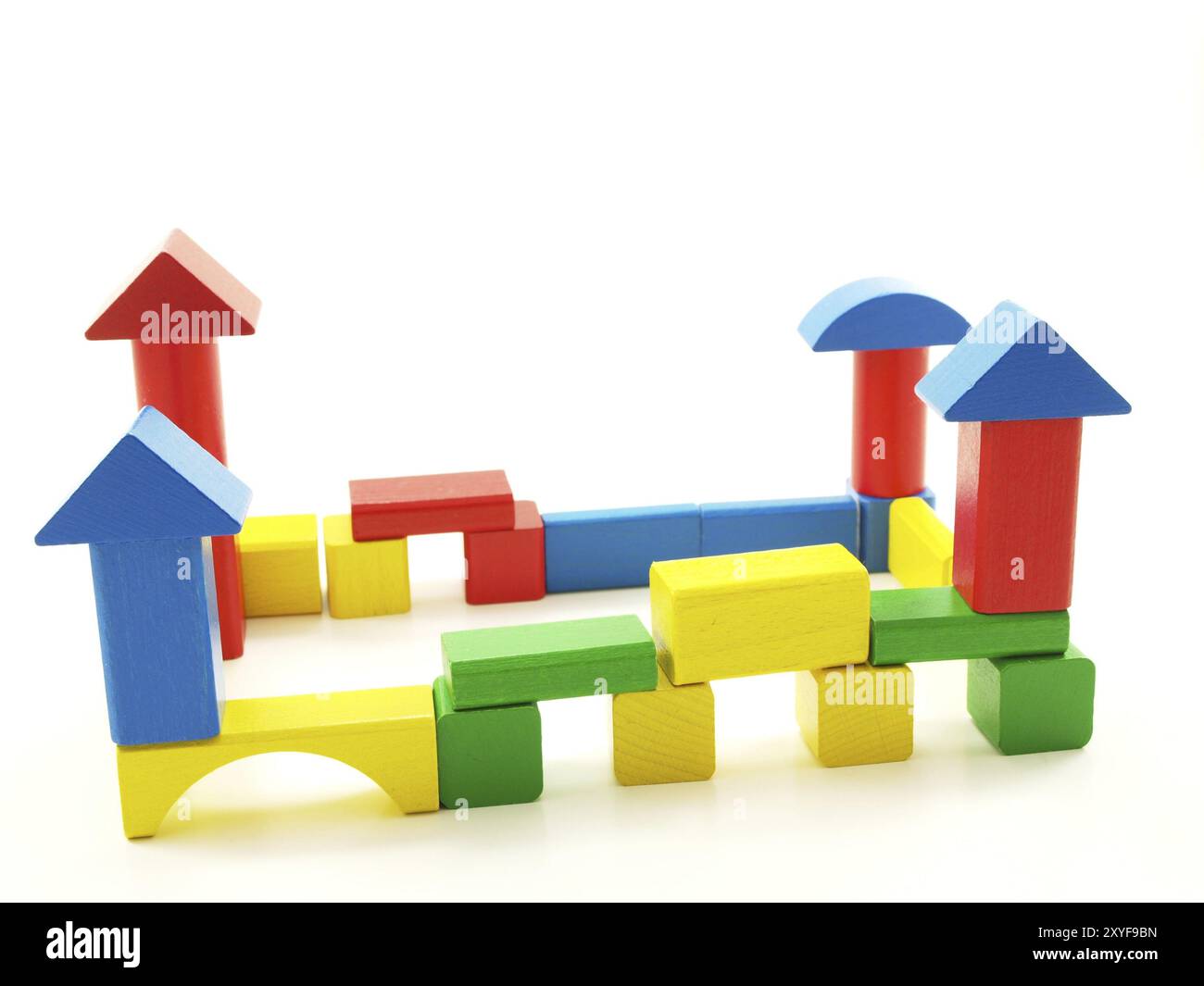 Wooden brick castle, isolated towards white background Stock Photo - Alamy