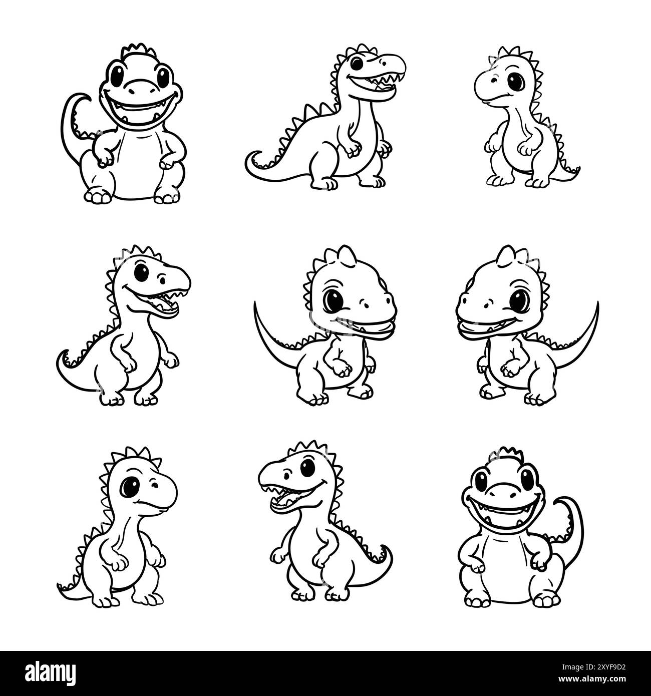 Adorable Collection of Cute Cartoon Dinosaurs in a Charming Pixel Art ...