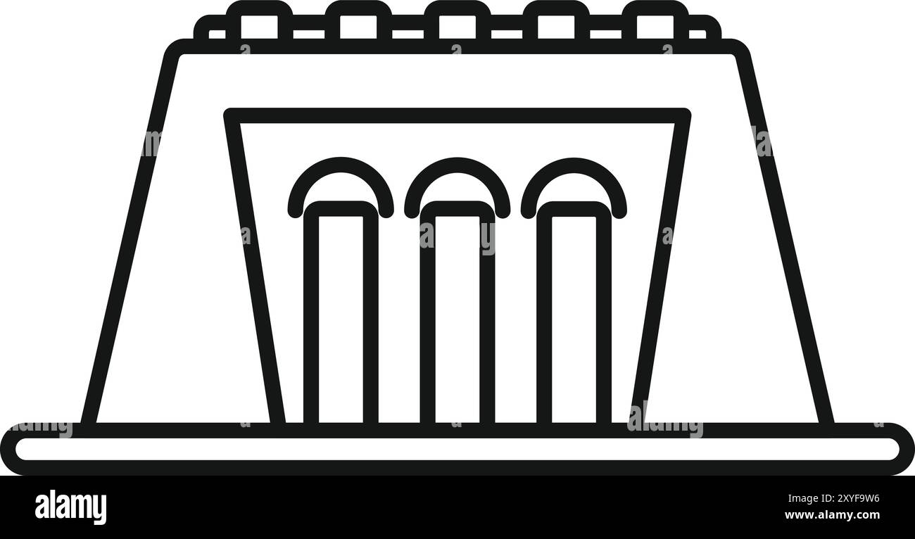 Minimalistic line drawing representing a hydroelectric power station ...