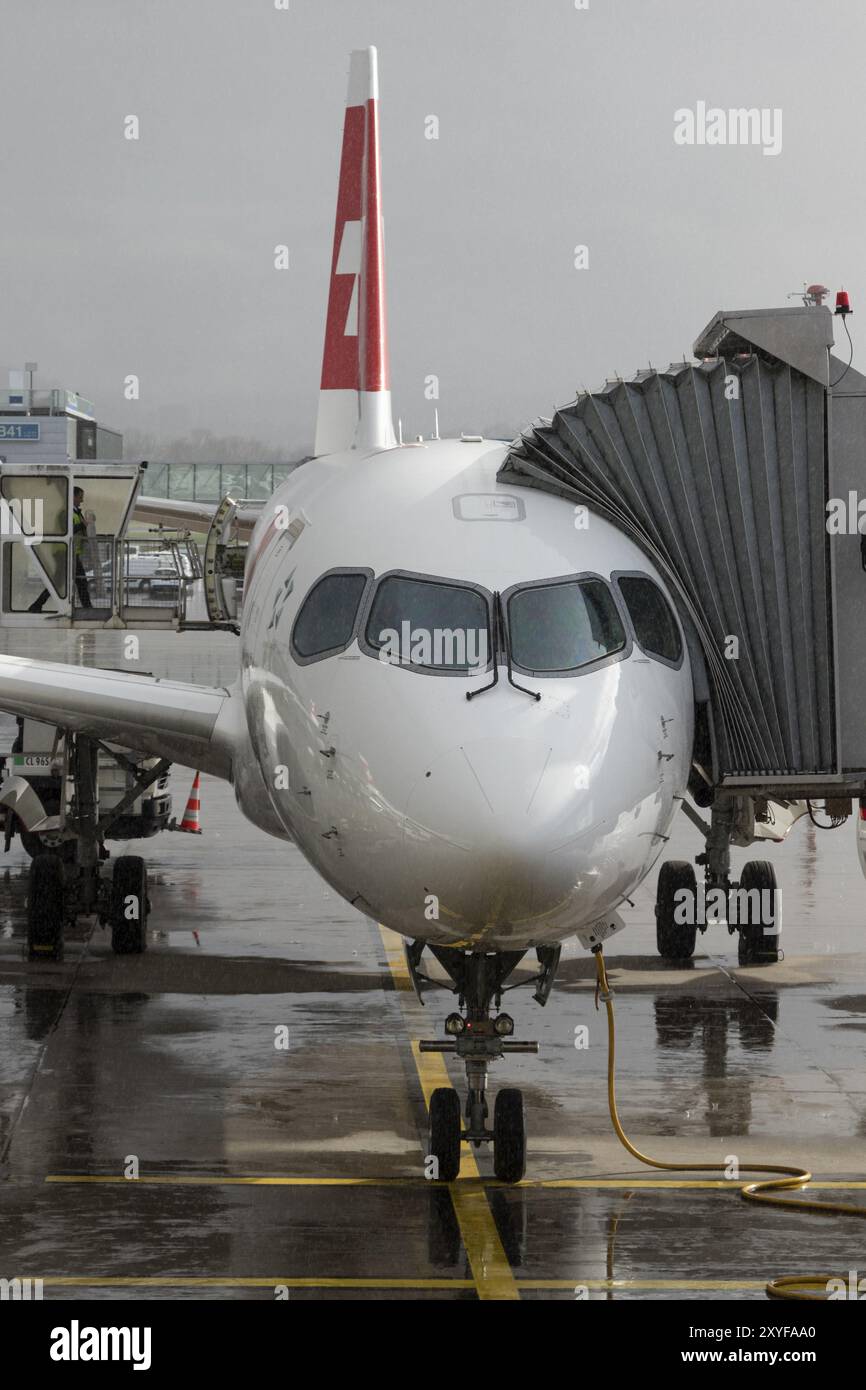 Flight, Airbus A220 passenger aircraft, formerly Bombardier CS100, of ...