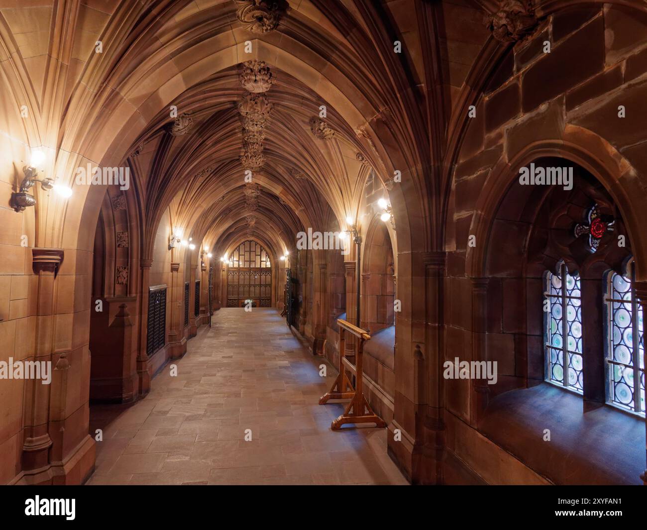 Interior of John Rylands Research Institute and Library in Manchester ...
