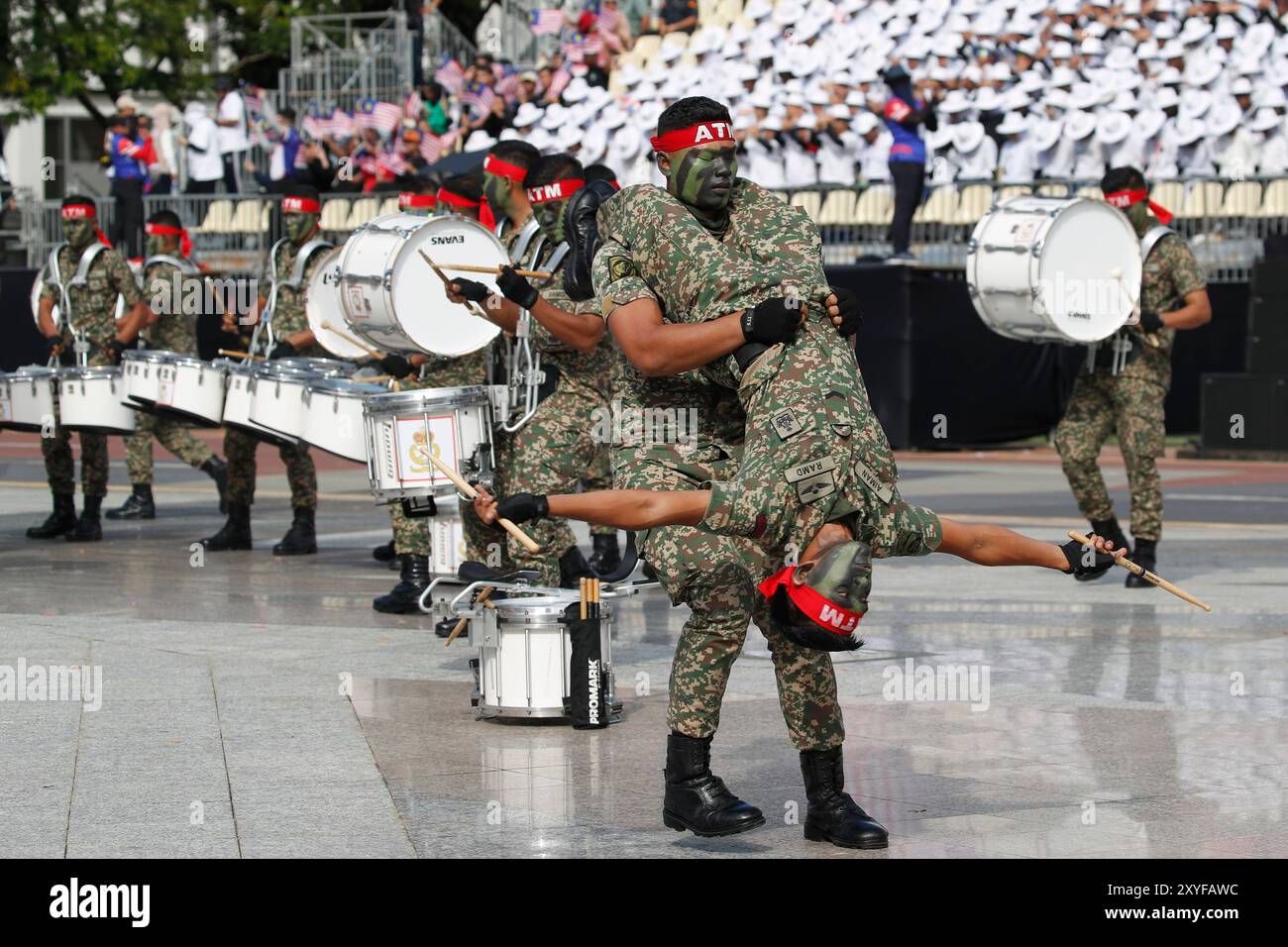 Kuala Lumpur, Malaysia. 29th Aug, 2024. Malaysian soldiers perform ...